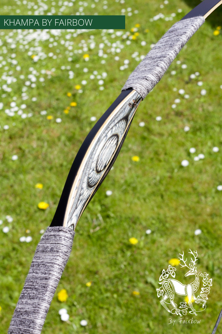THE BLACK KHAMPA BOW BY FAIRBOW GREY 35 LBS @ 28 INCH 45 @ 32 INCH ...