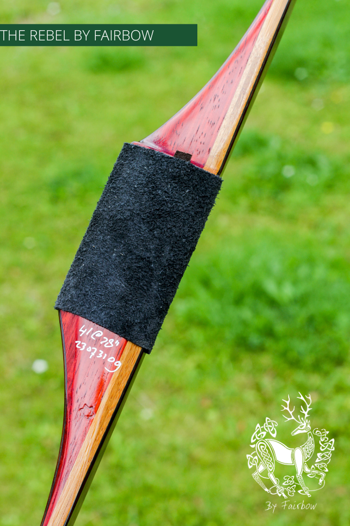 THE REBEL BOW WITH SMOKED PADOUK 41@28 RED GLASS AND PADOUK LH – Fairbow